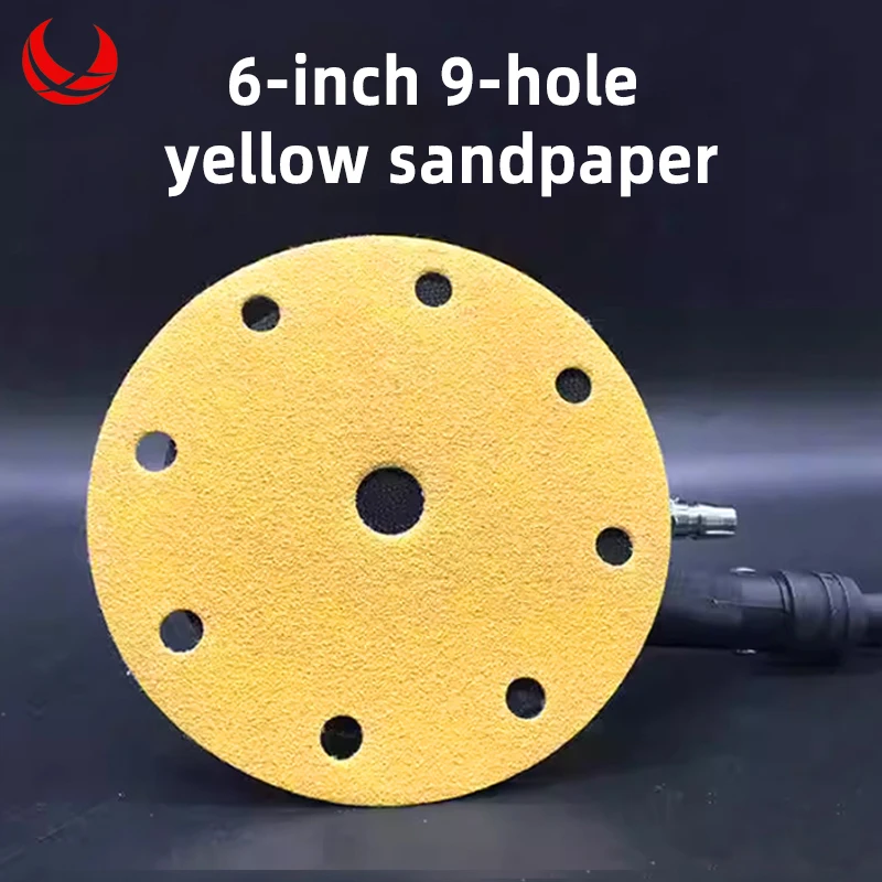 6-inch 9-hole yellow dry sandpaper, 150mm round, for sanding and ...