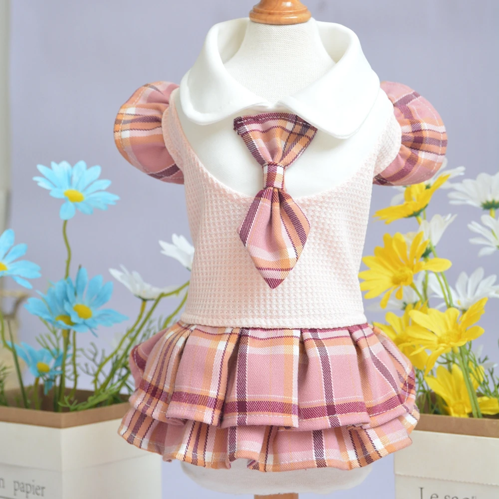 Plaid-Dog-Dresses-Doggie-Sweatshirt-Pet-Clothes-Puppy-Girl-Breathable ...