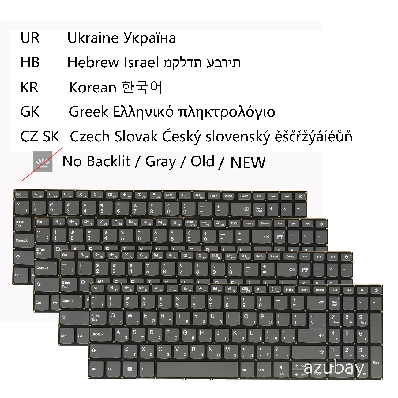 Hebrew Korean Greek Czech Slovak Ukraine Keyboard For Lenovo ideapad ...