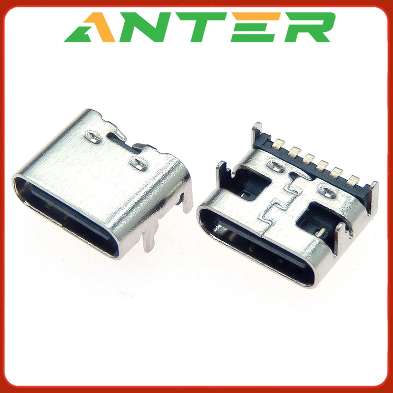10pcs/lot Type C 6 Pin USB SMT Socket Connector USB 3.1 Type-C Female ...
