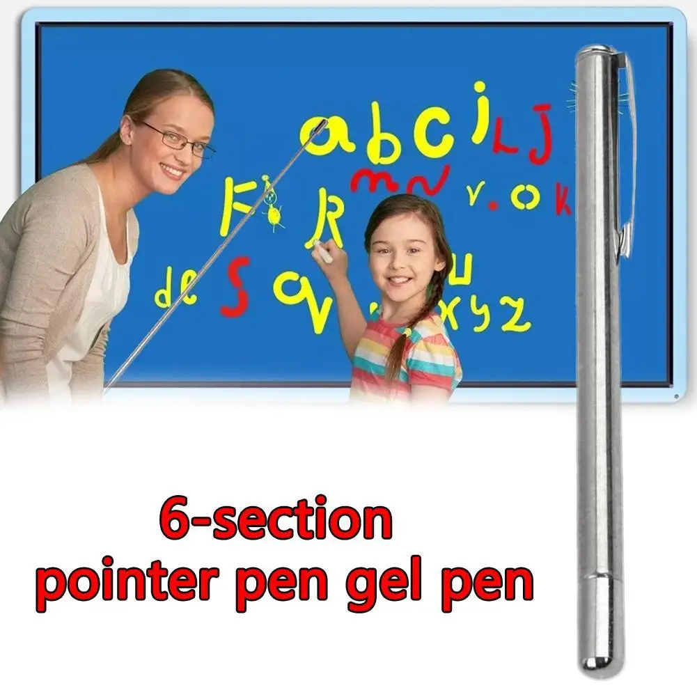 2 in 1 Telescopic Pointer Extendable Steel Ballpoint Pen Teaching Tool ...