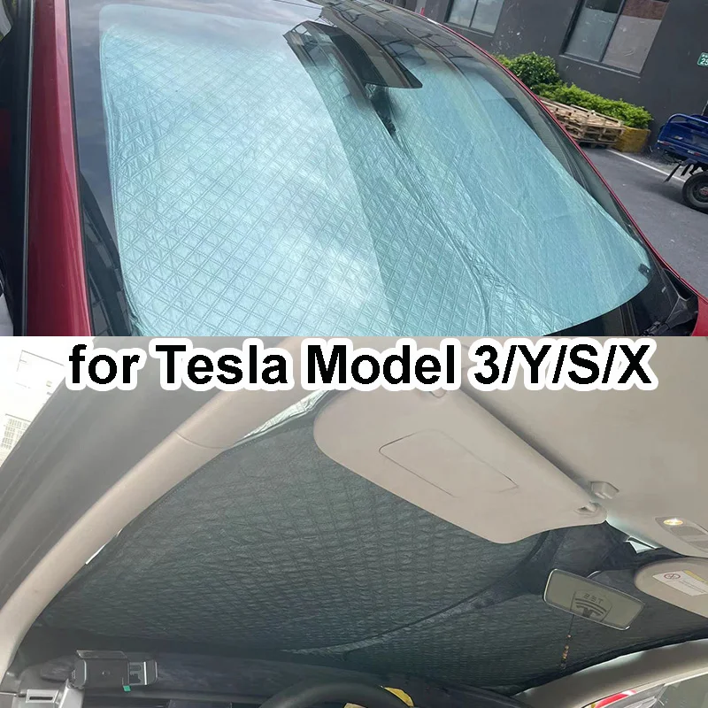 For-Tesla-Model-3-Highland-X-Y-S-2024-Front-Windshield-Sun-Shade-Anti ...