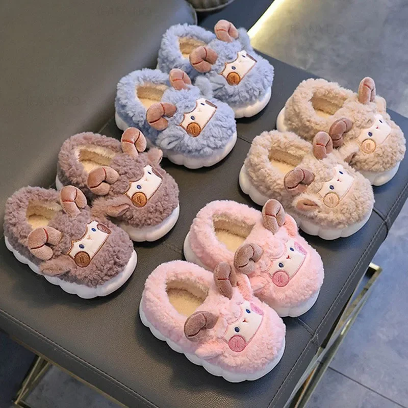 Cute-Cartoon-Winter-Children-Sheep-Slippers-Boys-Girls-Kid-Indoor-Anti ...