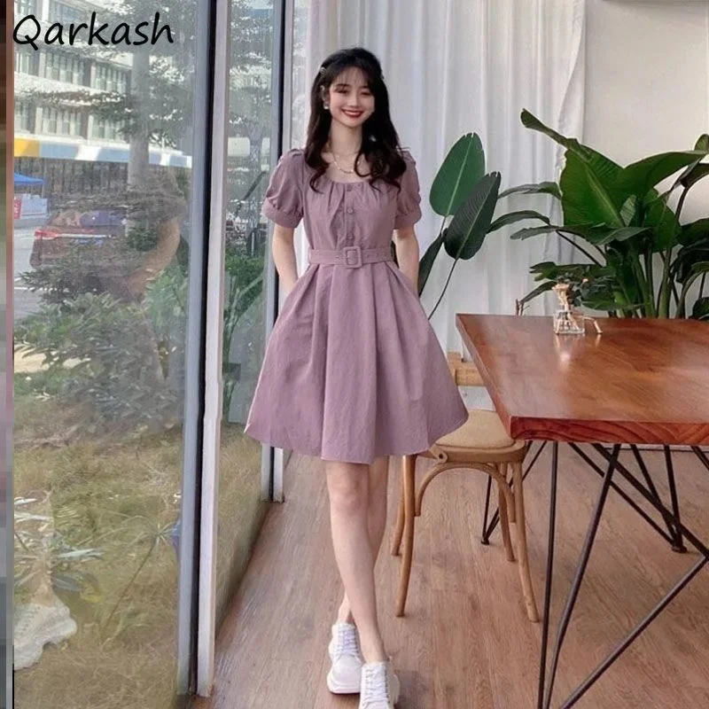 Vestido de manga corta abombado para mujer, elegante moda de verano ...