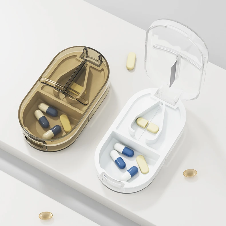 Pill Cutter With Invisible Storage Box Portable 2 In 1 Mini Drug Tablet ...