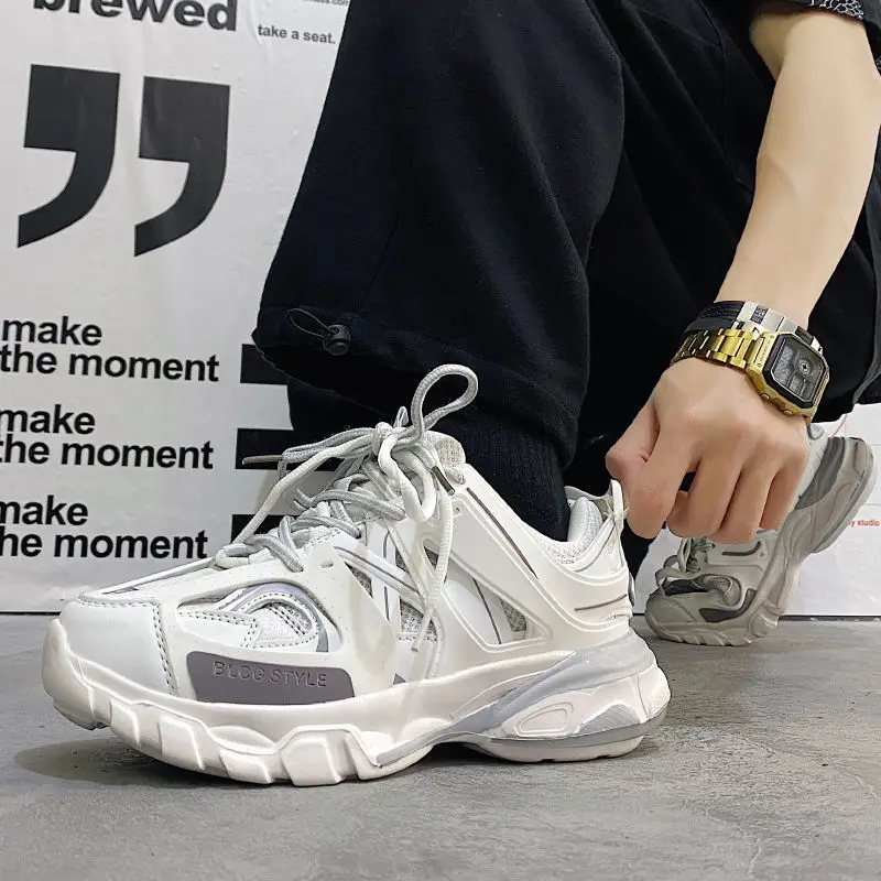 Fashion Stylish White Dad Running Shoes Adult Platform Trainers Chunky ...