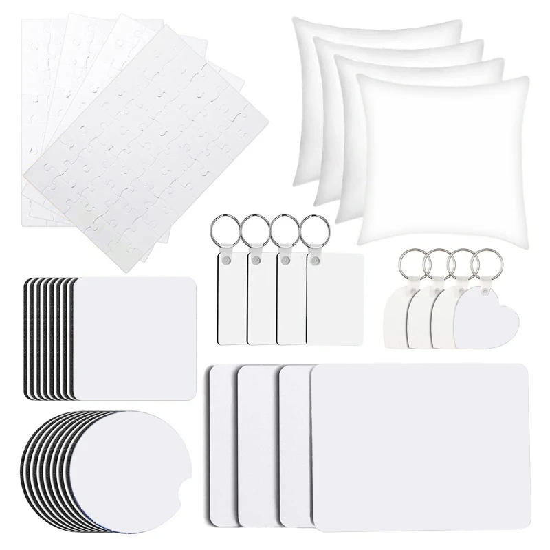 40-Pcs-set-Blank-Keychains-Cup-Coasters-Pillowcases-Puzzle-Mouse-Pad ...