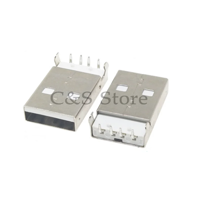 100pcs USB 2.0 Male A Type USB PCB Connector Plug Right Angle 90 degree ...