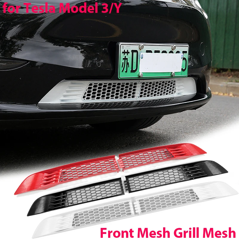 For-Tesla-Model-Y-3-Front-Grill-Mesh-White-Anti-insect-Grille-Grid ...