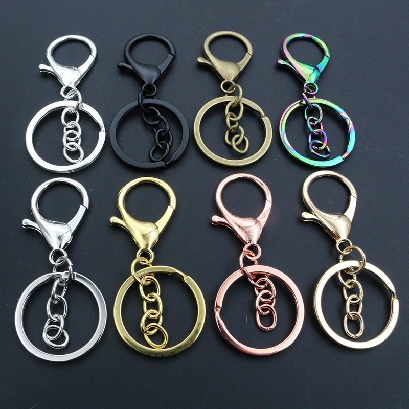 5pcs/lot 30mm Chain Key Ring Long 70mm Popular classic 8 Colors Plated ...