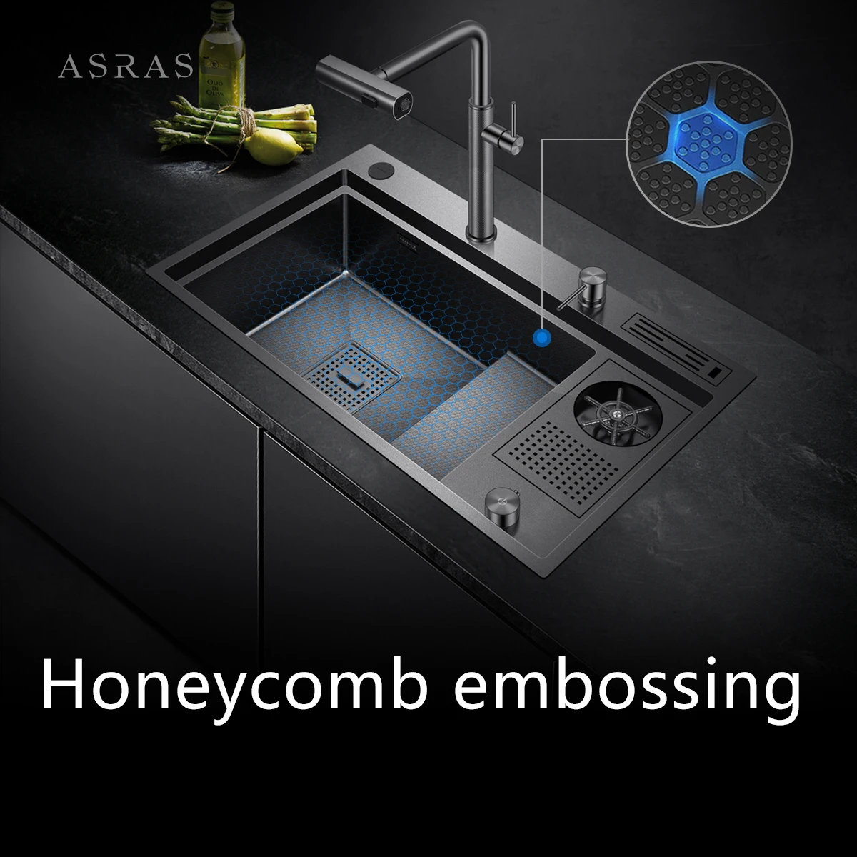 Nano-Kitchen-Stainless-Steel-Sink-Honeycomb-Embossed-Sink-Waterfall ...