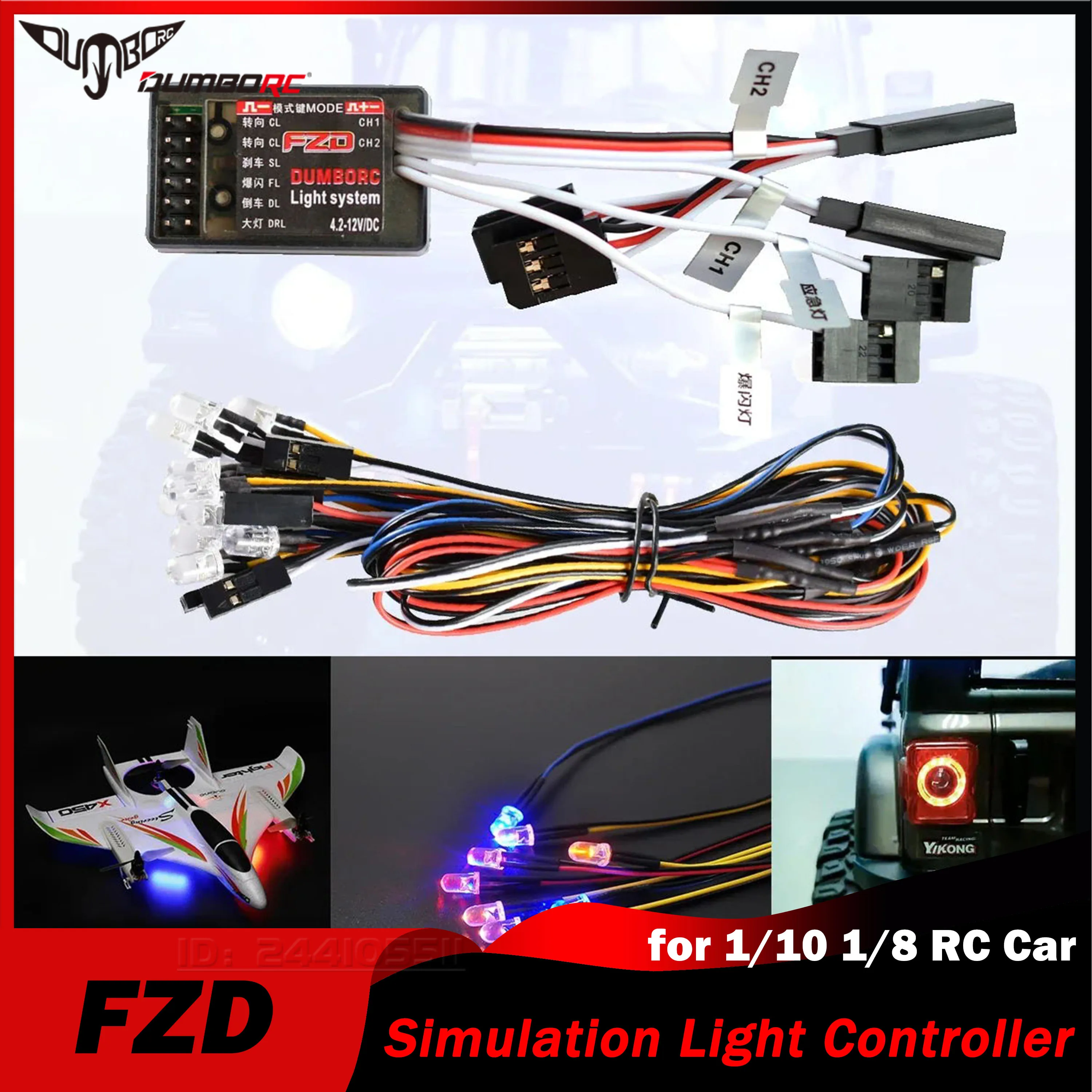 DUMBORC-FZD-Simula-o-Controlador-de-Luz-Carro-RC-12-LED-System-Kit-para ...