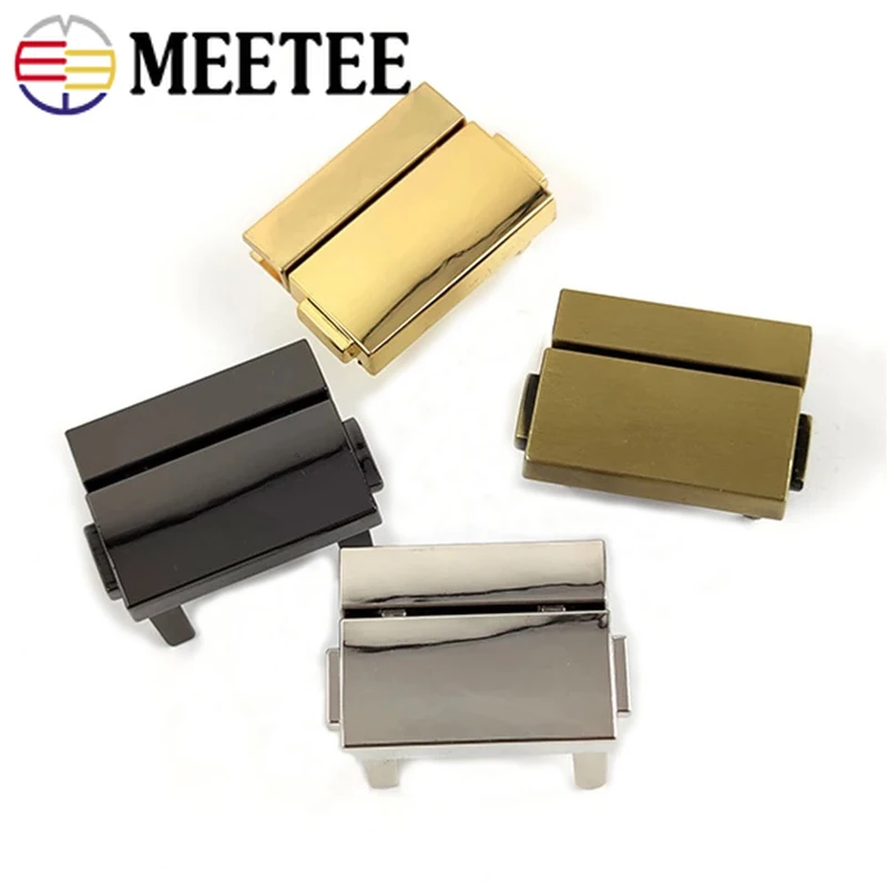 Meetee 직사각형 금속 프레스 푸시 잠금 장치 여성 가방 스프링 잠금 스냅 장식 걸쇠 잠금 Diy 하드웨어 액세서리 2