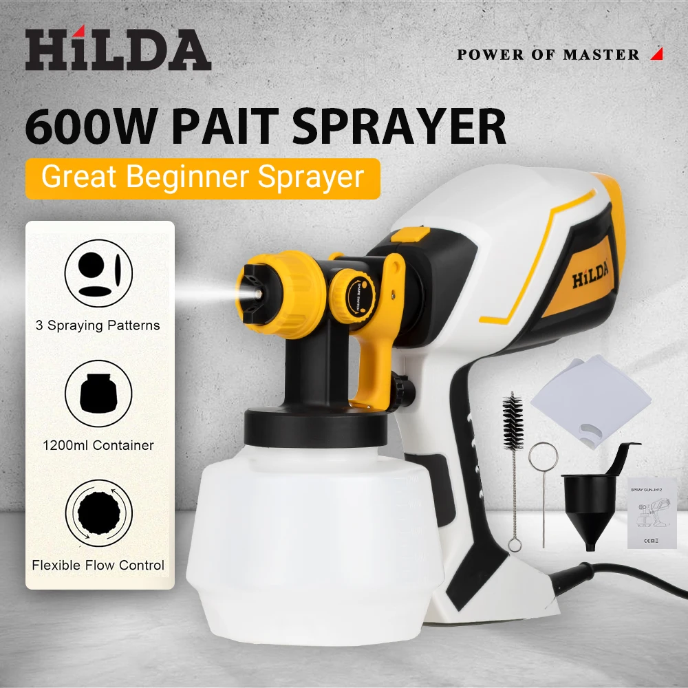 HILDA-600W-Electric-Spray-Gun-1200ml-Household-Paint-Sprayer-High-Power ...