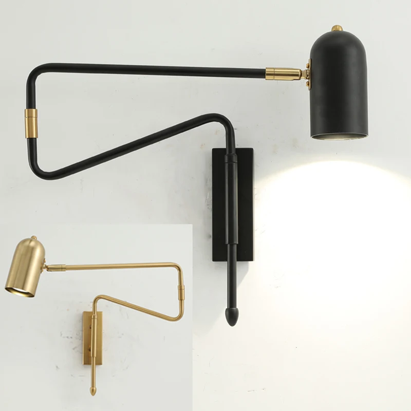 Industrial Adjustable Long-Arm retractable wall lamp Creative with ...
