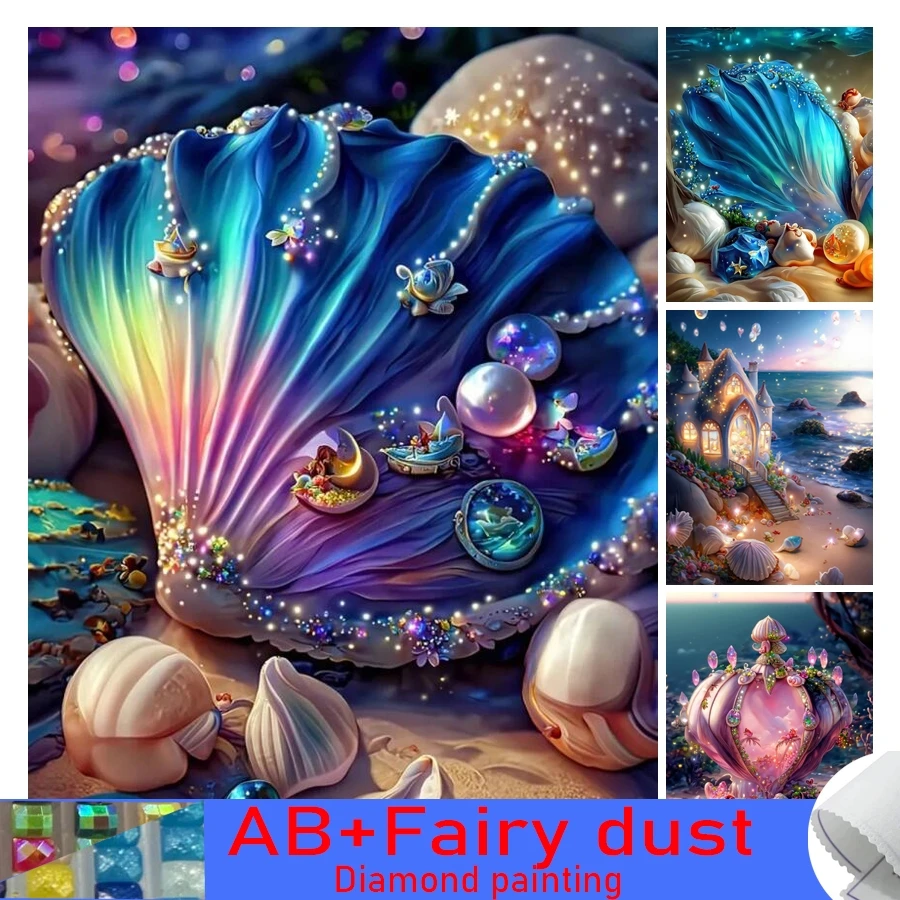 Diy-120-colors-AB-Fairy-Dust-Diamond-Painting-Kits-Beach-Colorful-Seashells-Embroidery-House ...