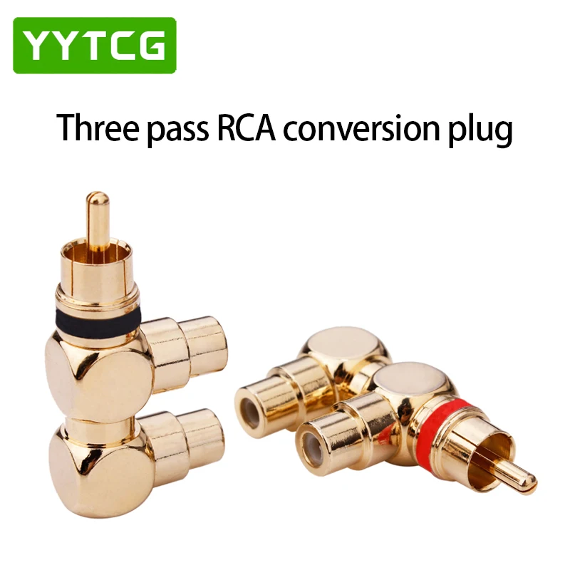 YYTCG 2pcs 1pc red+ 1pc back Gold Plated RCA Plug 1 Male to 2 rca ...