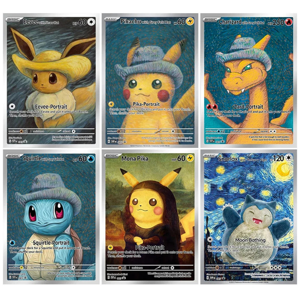 Cartas-de-Pok-mon-de-Van-Gogh-Museum-Pikachu-Eevee-Charizard-Squirtle ...