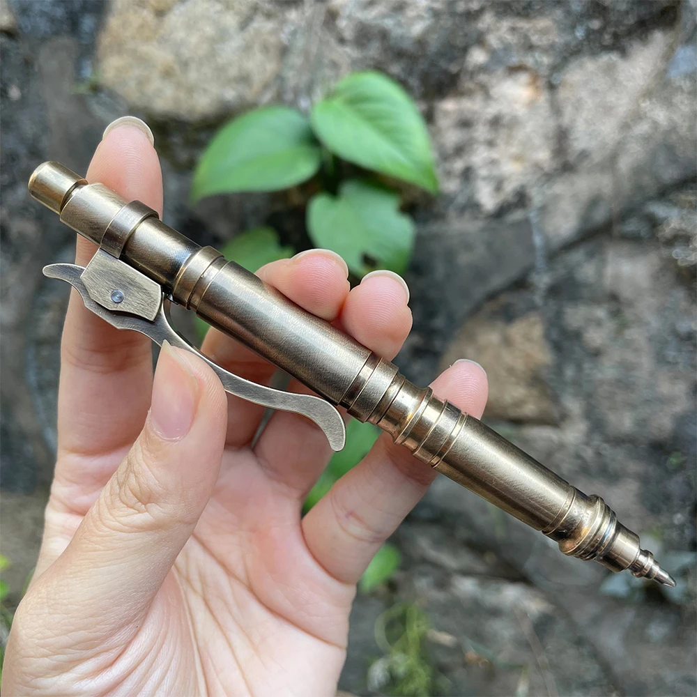 Mechanical-Sliding-Pen-Outdoors-Writing-Tools-EDC-Classic-Solid-Brass ...