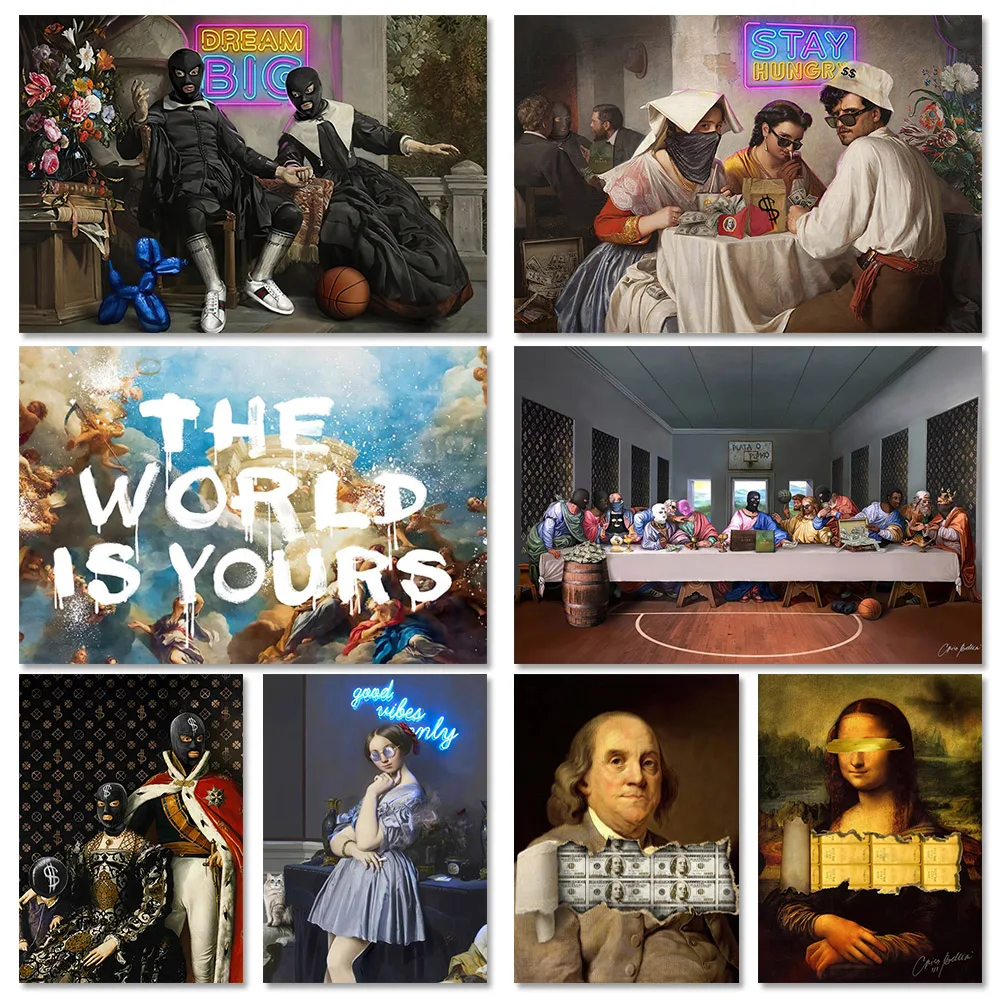 Bonnie-And-Clyde-Chris-Bellini-Mona-Lisa-Portrait-Wall-Art-Poster ...