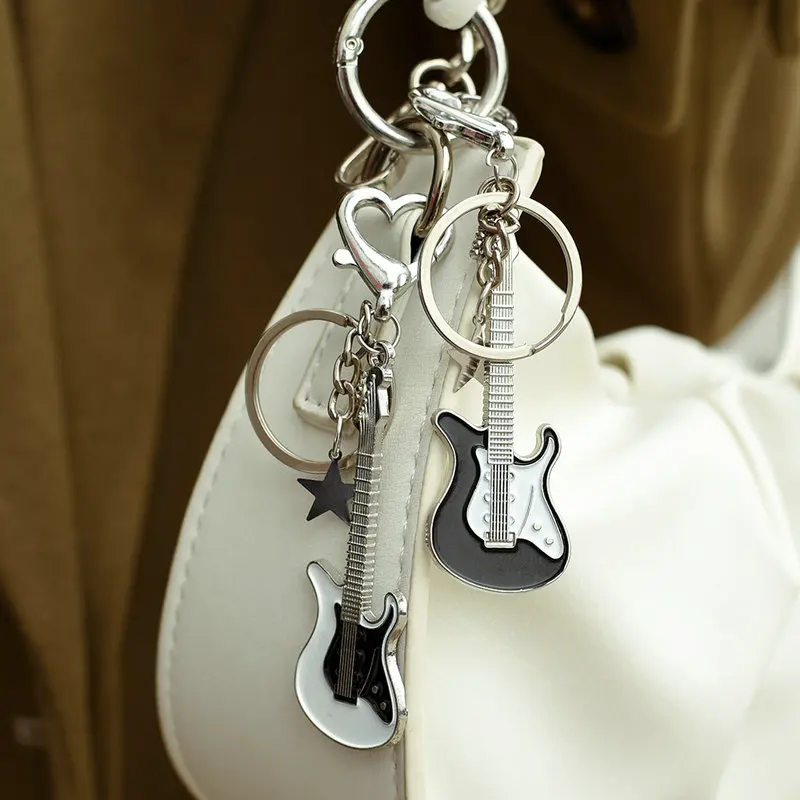 New Fashion Guitar Key Chain Metal KeyChain Cute Musical Car Key Ring ...