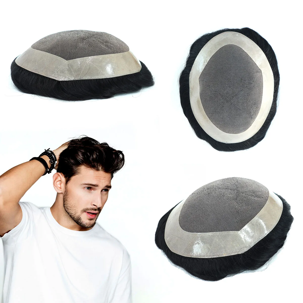 Hywel-tup-de-pelo-Mono-fino-para-hombre-pr-tesis-capilar-sistema-de ...