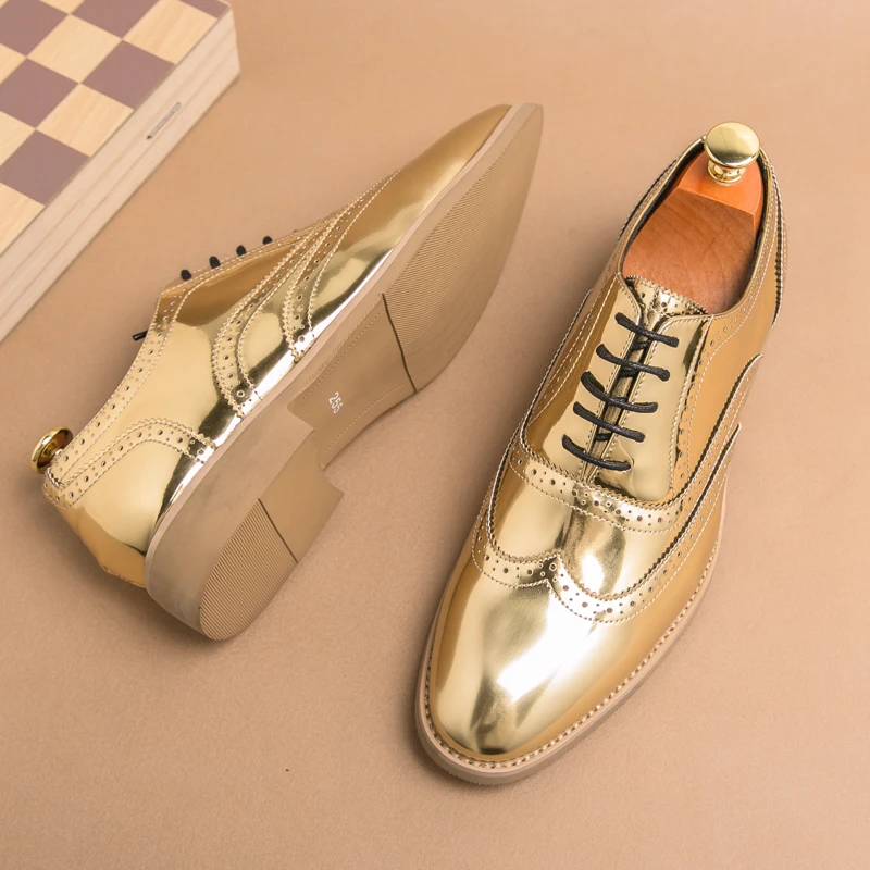 Luxury-Brand-Groom-s-Wedding-Shoes-Trendy-Gold-Men-s-Shiny-Leather ...
