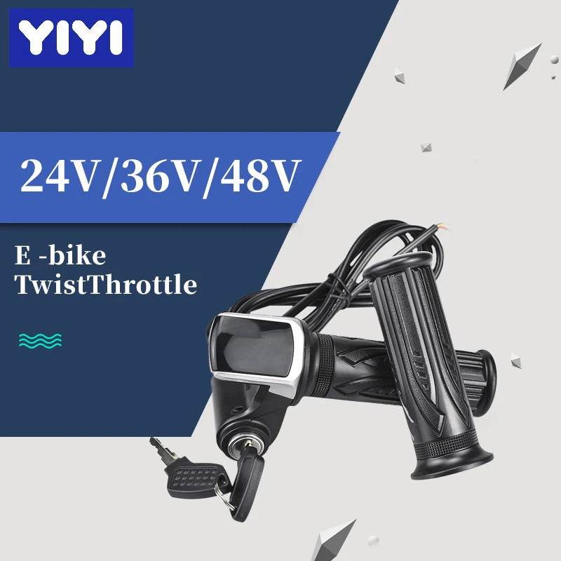Wuxing 전기 자전거 트위스트 스로틀 24v 36v 48v 스쿠터용 가스 핸들 바 전기 자전거 그립 Lcd