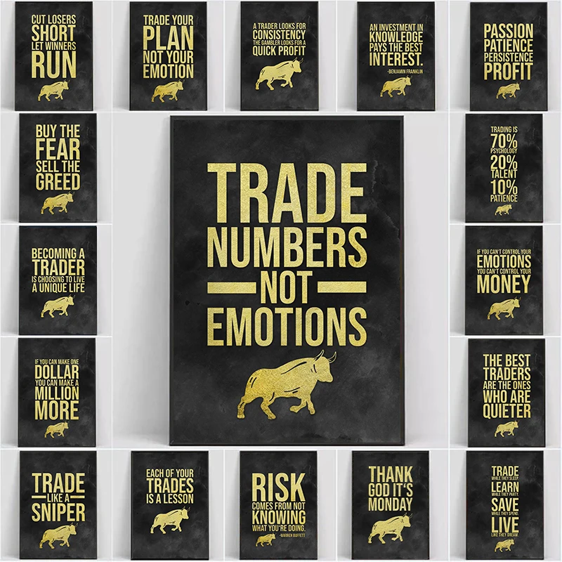 Black-And-Gold-Stock-Market-Golden-Trading-Poster-Canvas-Painting-Money ...