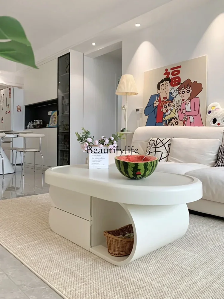 Cream-wind-coffee-table-living-room-small-apartment-rock-slab-biscuits ...