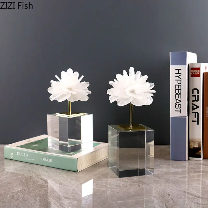 Crystal-Petal-Floral-Shape-Crafts-Ornaments-Desk-Decoration-Pink-Flower ...