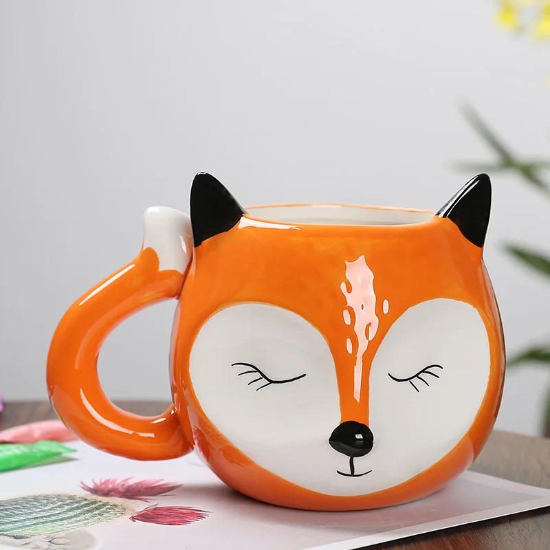 Cartoon Fox Shaped Ceramic Mug Creative Coffee Milk Tea Water Cup Cute ...