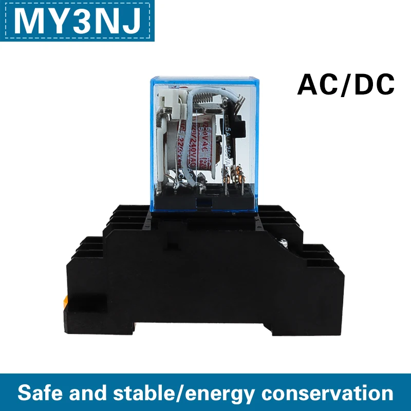 MY3NJ-DIN-Rail-Small-Electromagnetic-Relay-Coil-Power-Relay-DC12V-DC24V-AC24V-AC110V-AC220V-With ...