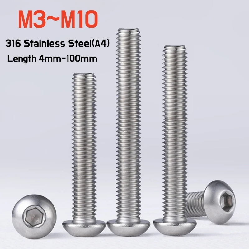 2-50pcs-M3-M4-M5-M6-M8-M10-Round-316-A4-Stainless-Steel-Hexagon-Hex ...