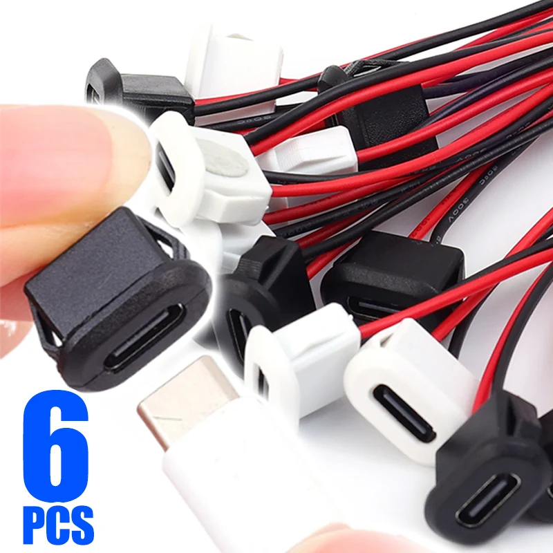 6/2PCS Type-C Female 2Pin USB Connector Type-C Waterproof with Female ...