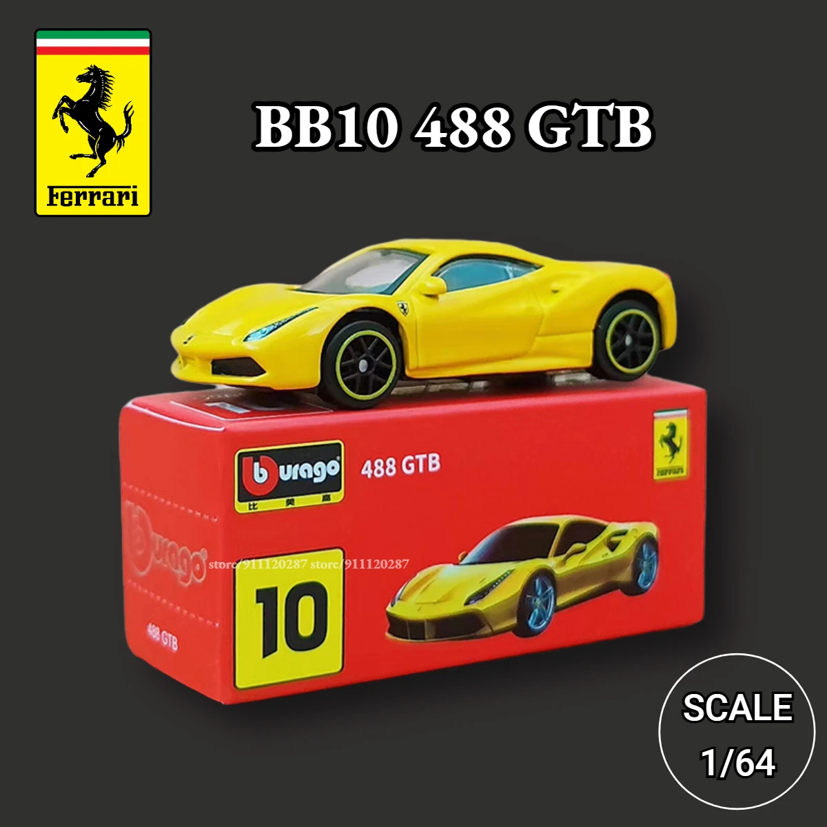 Bburago-1-64-Ferrari-Car-Miniature-Model-BB10-488-GTB-Scale-Lefarrari ...