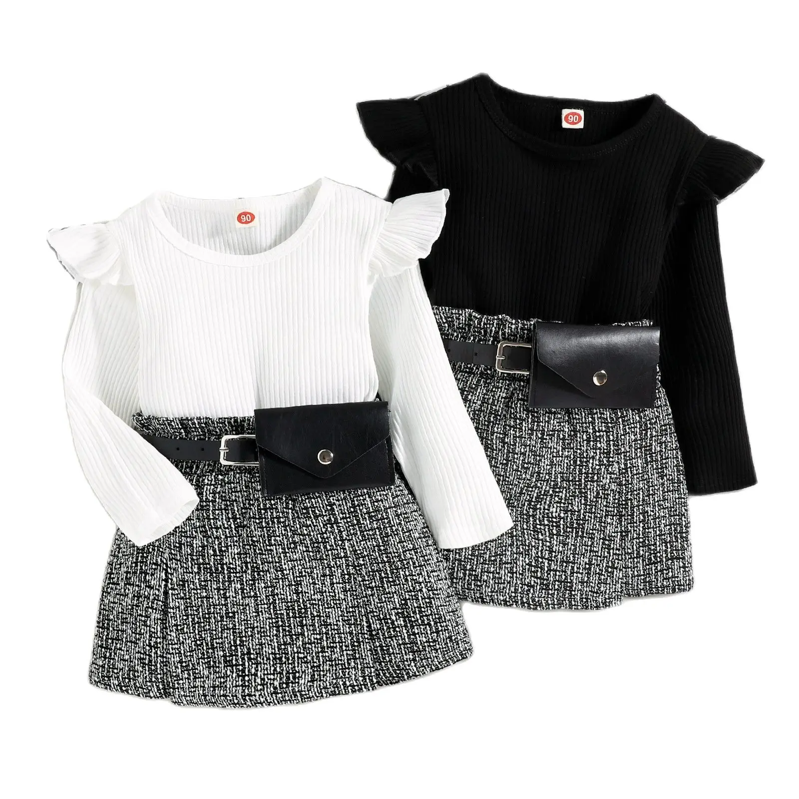 Little-Girl-Long-Ruffle-Sleeve-Clothes-Set-With-Short-Skirt-Fragrant ...