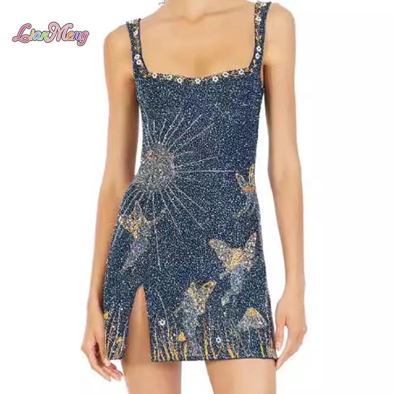 A178 Women's Sexy Sequin Party Dress Off-Shoulder Side Slit Slim Fit ...