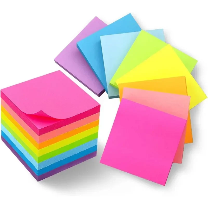 6color-Sticky-Notes-3x3-Inches-Bright-Colors-Self-Stick-Pads-Easy-to ...