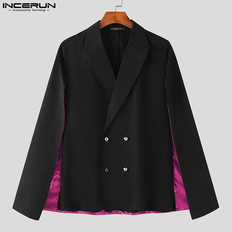 INCERUN เสื้อกันหนาวผู้ชายแฟชั่น Blazer Lapel Streetwear Shiny Elegant ...