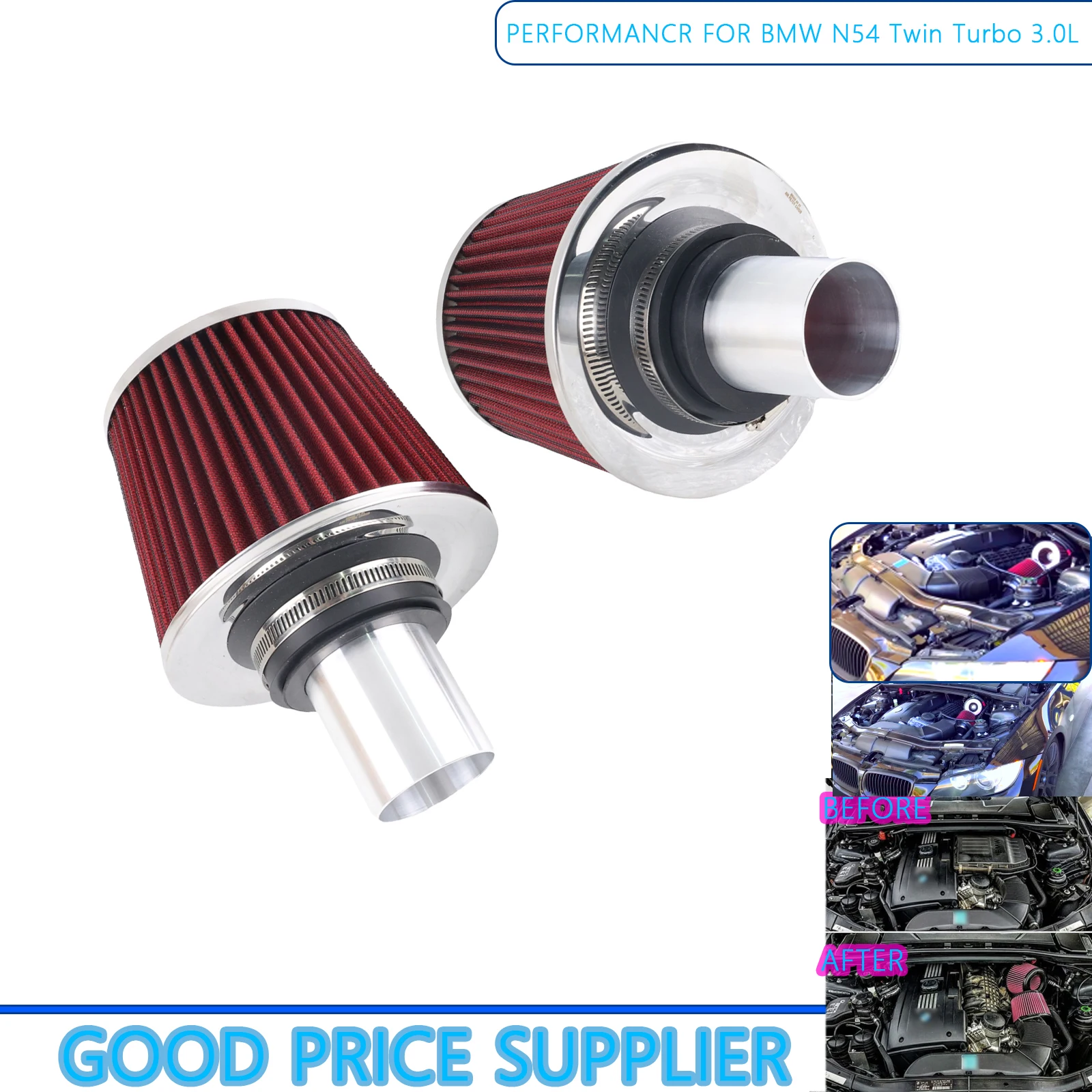 Twin Turbo N54 3.0 Dual Cone Air Filter Intake kit Fits BMW 135i 335i ...