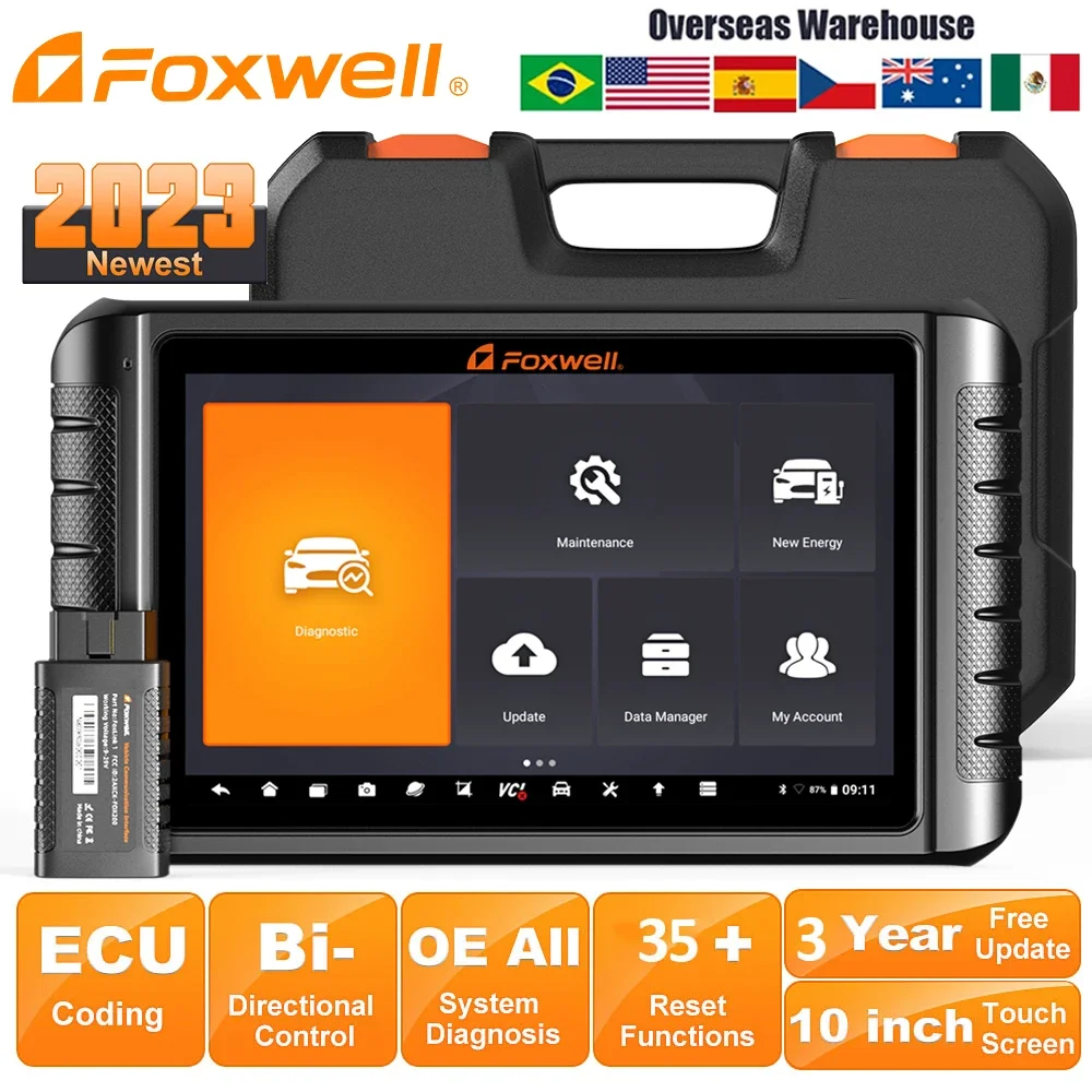 2023 Foxwell NT1009 OBD2 Scanner ECU Coding Bi-Directional Control 35 Reset OE All System ...