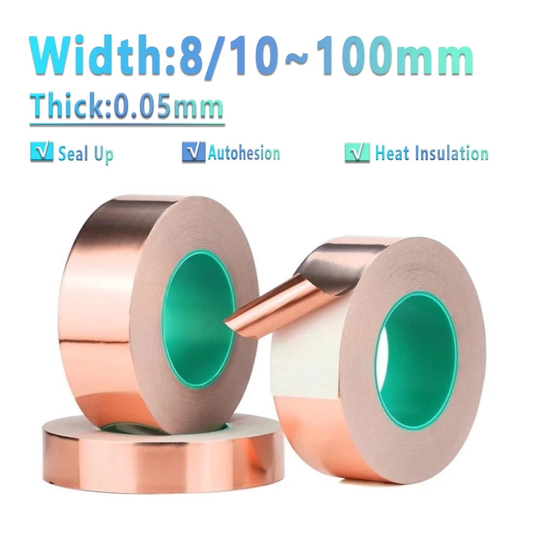 25M Copper Foil Tape Adhesive Single Double Sided Conductive Snail EMI ...