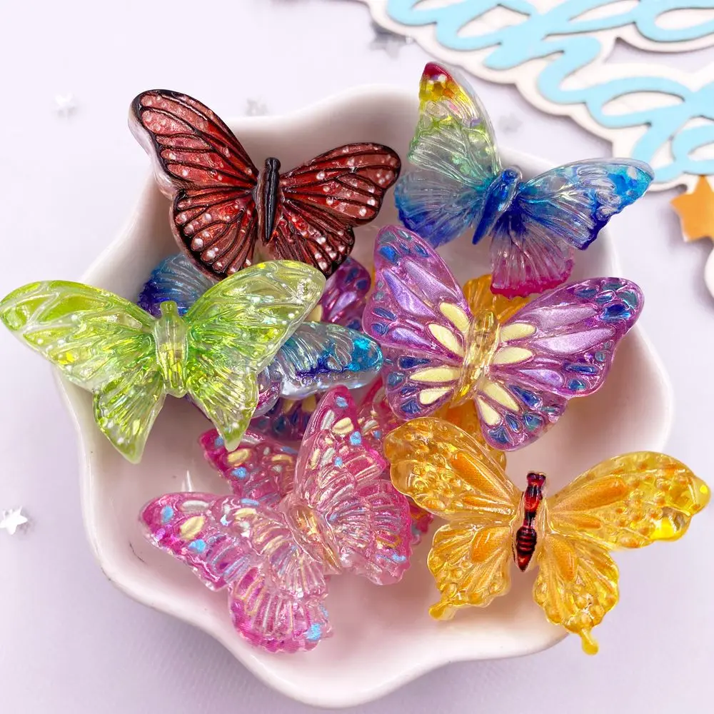 10pcs Colorful Glitter Sequin Crystal Butterfly Flat back Rhinestone ...