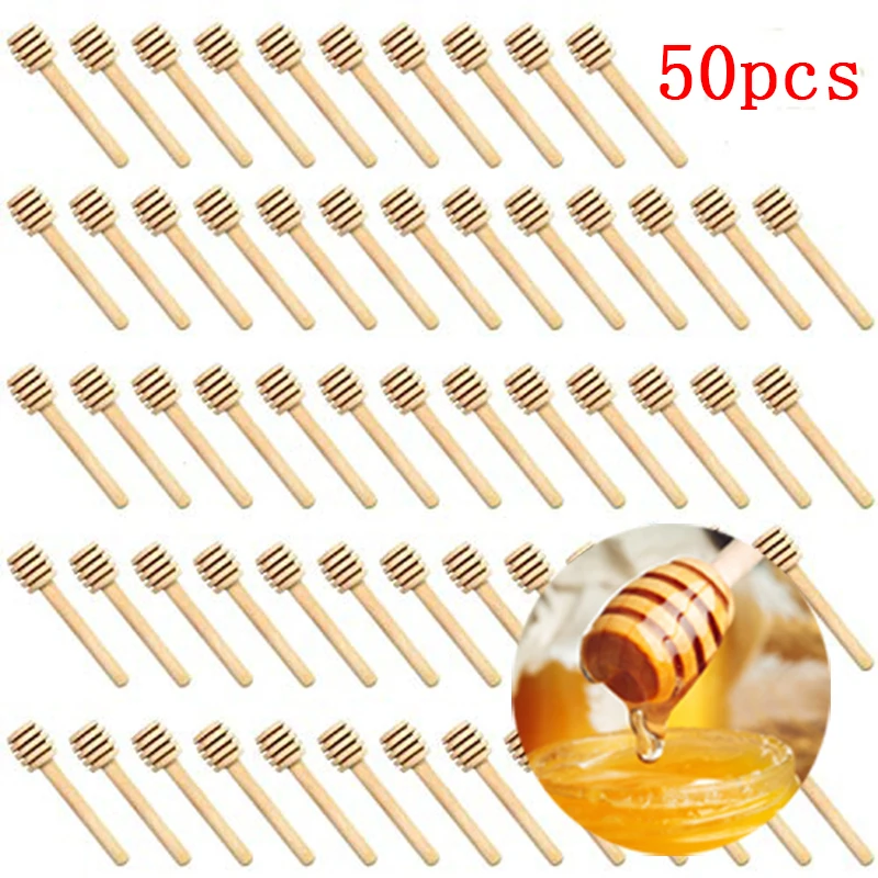 50pcs-8cm-Mini-Wooden-Honey-Stir-Bar-Small-Wood-Dipper-Stick-Mixing ...