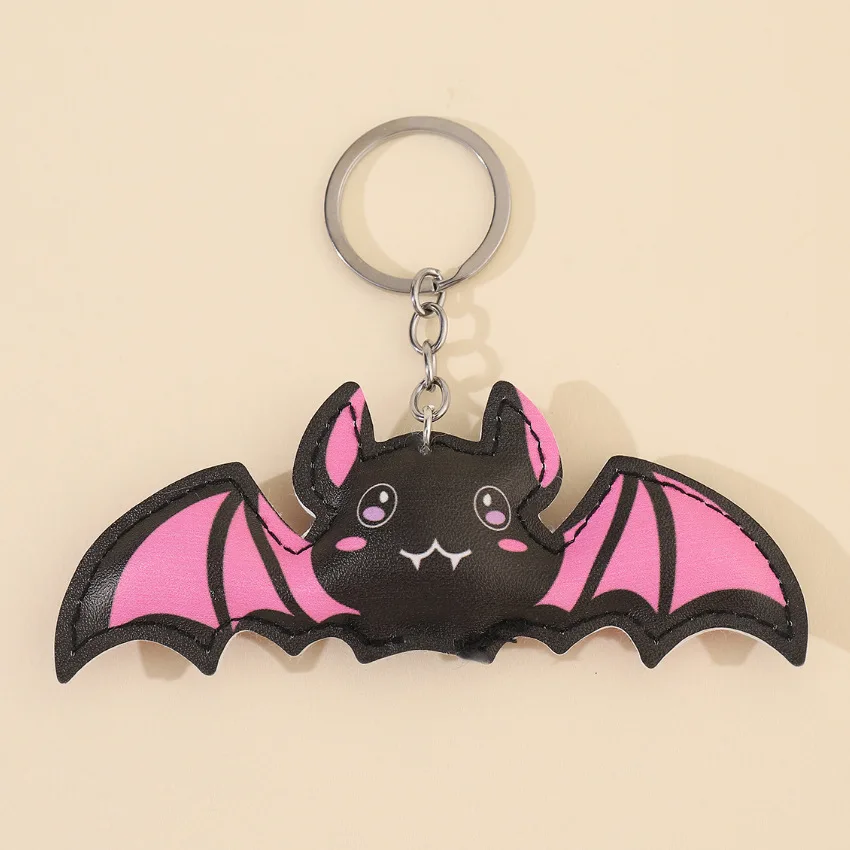Halloween-Cute-Pink-Bat-Leather-Keychain-for-Women-Men-Girls-Lovely-Bat ...