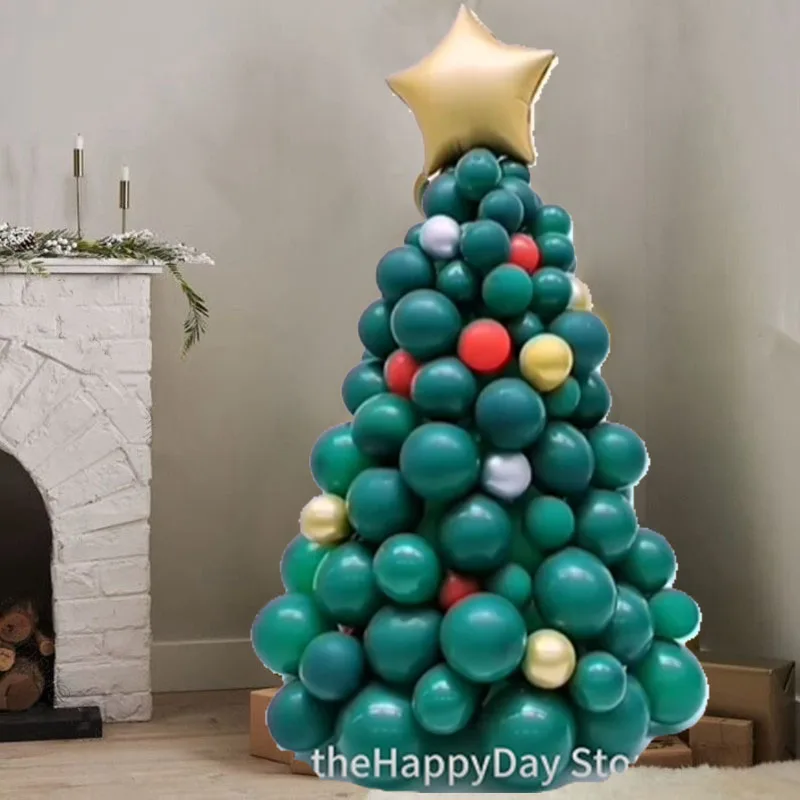 Green-Christmas-Tree-Balloons-Garland-Arch-Kit-Golden-Star-Foil ...
