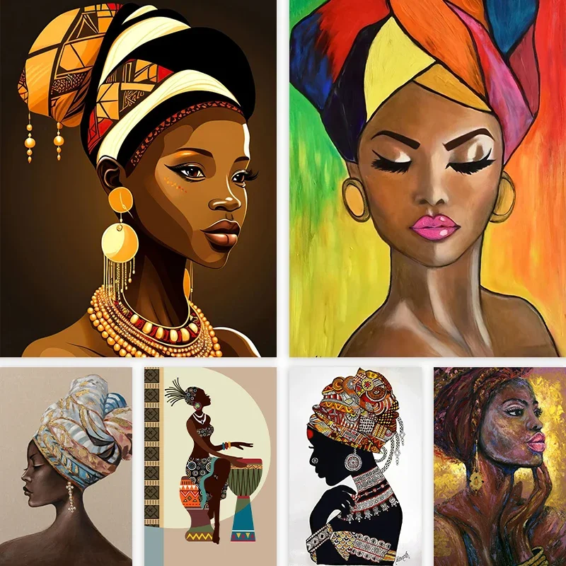 Africane Woman Africa Art Retro Cultural Classic Colorful Canvas ...