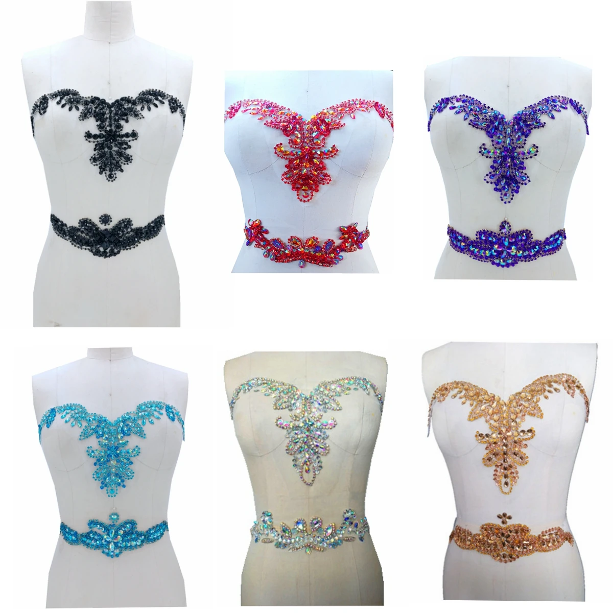 White Rhinestone Applique Patch | Red Rhinestone Trim Patches | Beads ...