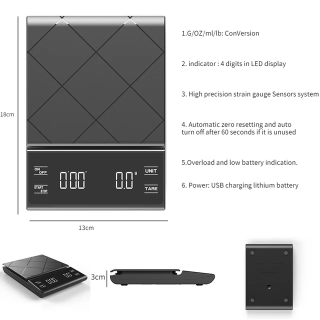 Built-in battery charging Electronic Scale Built-in Auto Timer Pour ...